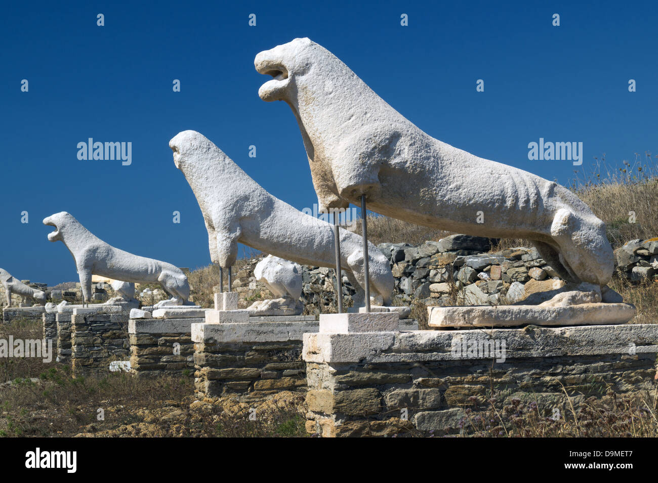 The Terrace of the Lions on Delos island in Greece Stock Photo - Alamy