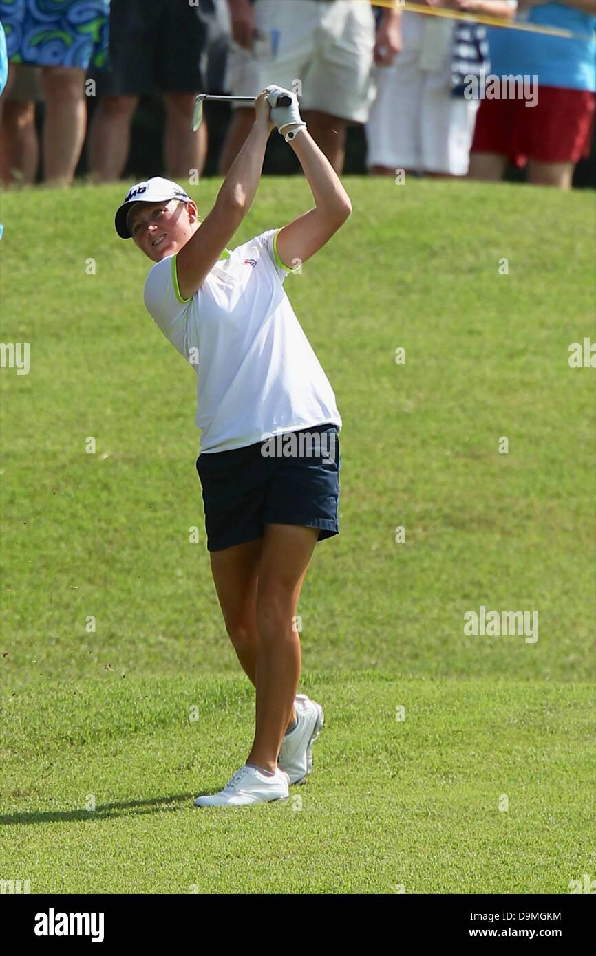 Jun 22, 2013: Stacy Lewis watches to see where her second shot down the ...