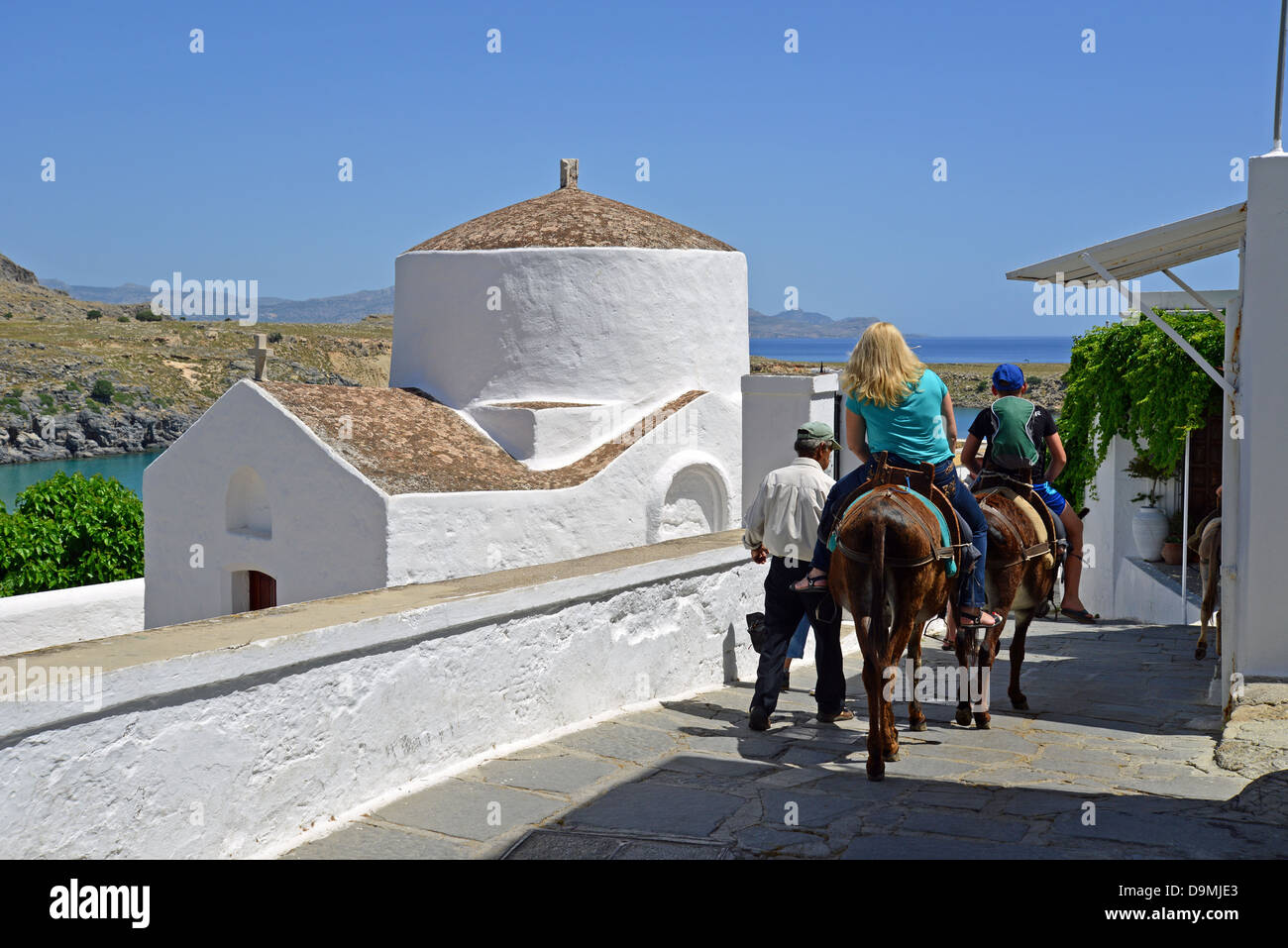 Donkey rides up to Acropolis of Lindos, Lindos, Rhodes (Rodos), The ...