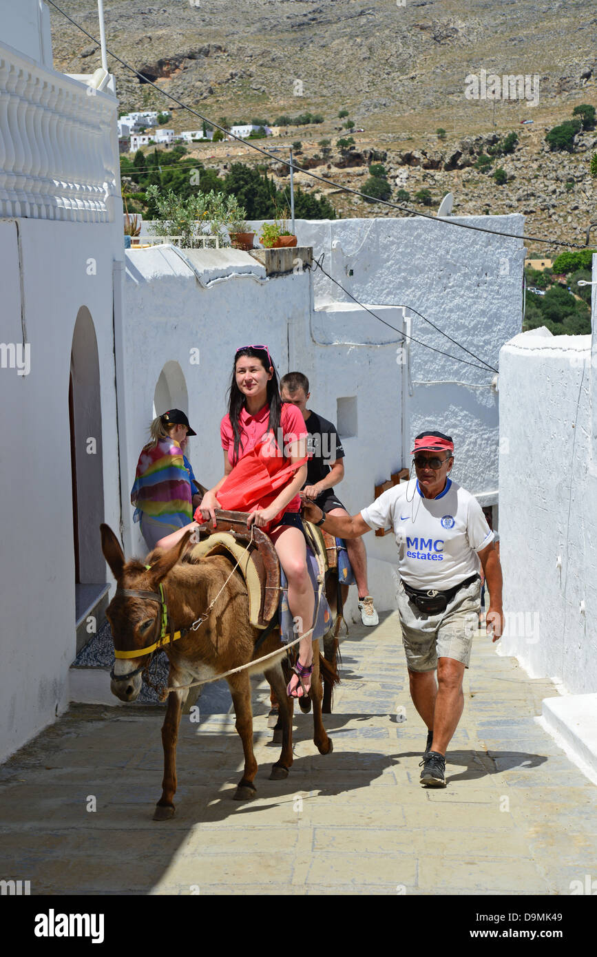 Donkey rides up to Acropolis of Lindos, Lindos, Rhodes (Rodos), The ...