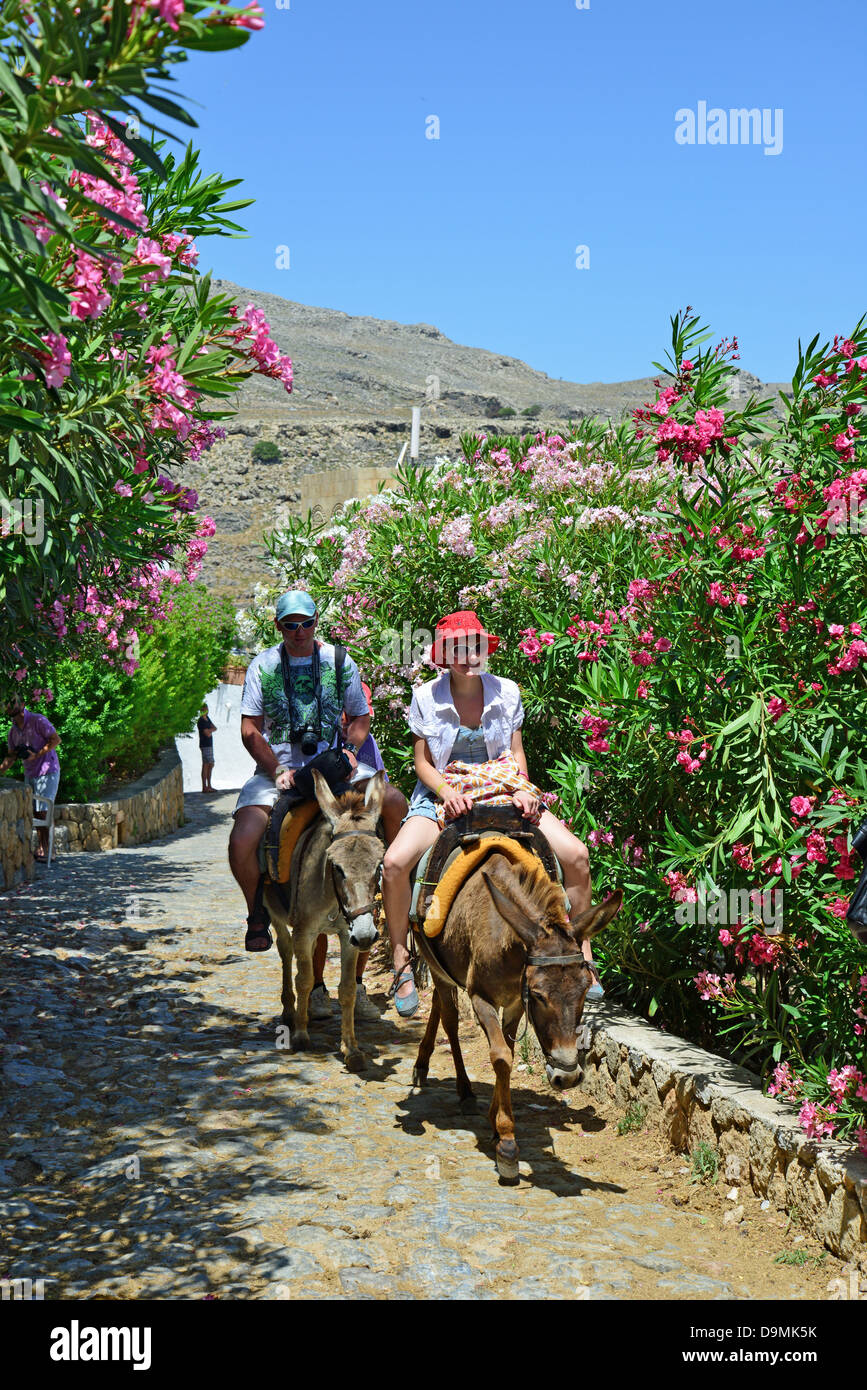 Donkey rides up to Acropolis of Lindos, Lindos, Rhodes (Rodos), The ...