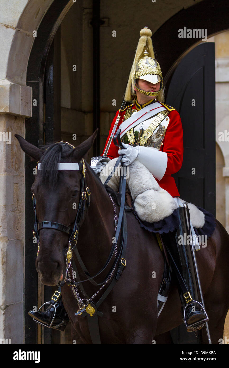 A soldier of the Household Cavalry (Life Guards) on duty at Horse ...