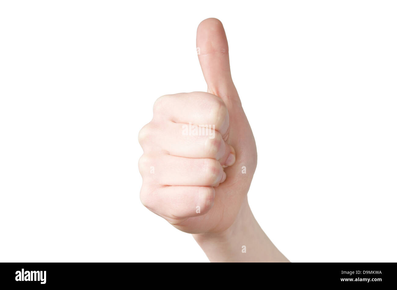 Thumbs up hand on white background Stock Photo - Alamy