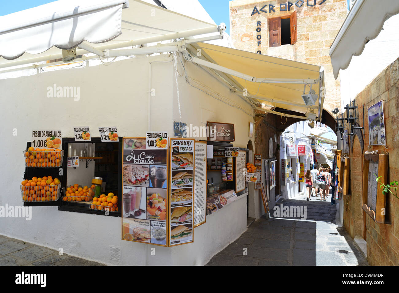 Fresh orange juice shop, Lindos, Rhodes (Rodos), The Dodecanese, South ...