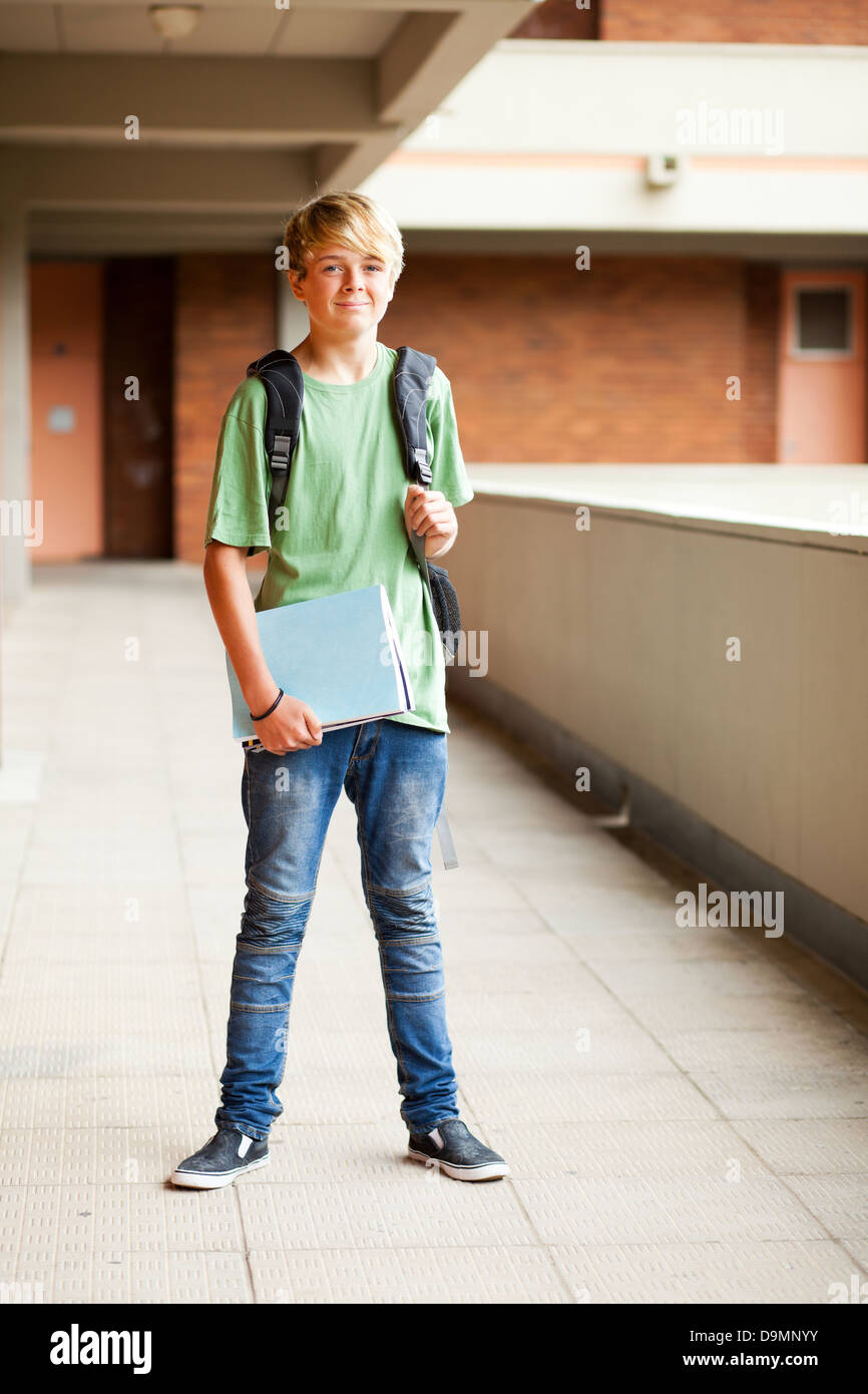 happy male high school student in school building Stock Photo - Alamy