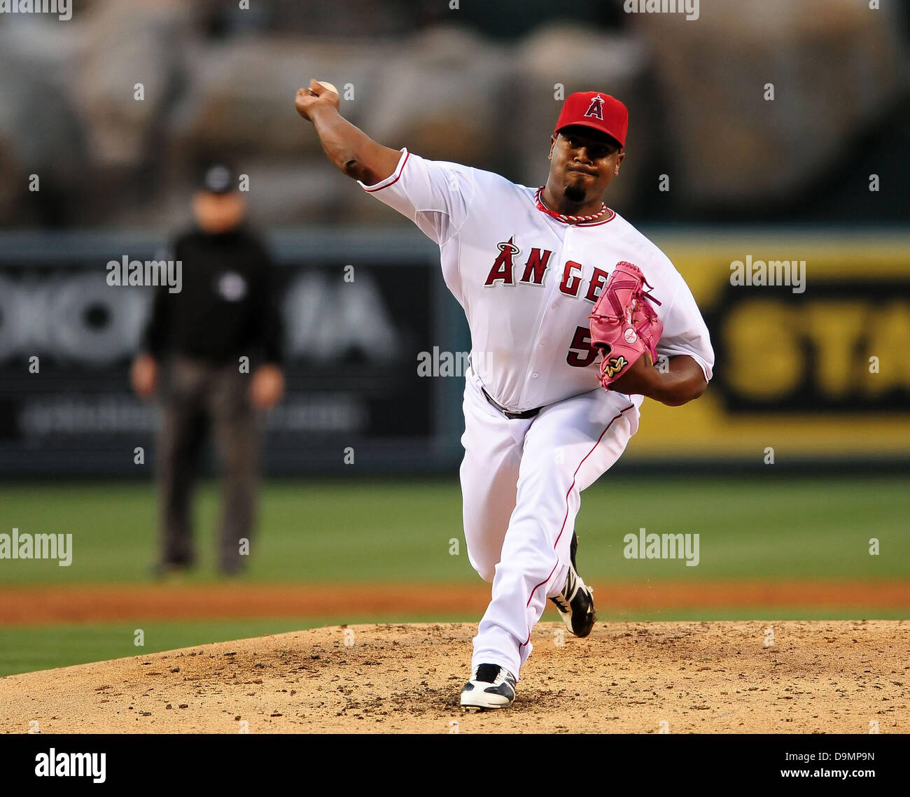 June 22, 2013 Anaheim, CA.Los Angeles Angels pitcher Jerome Williams ...