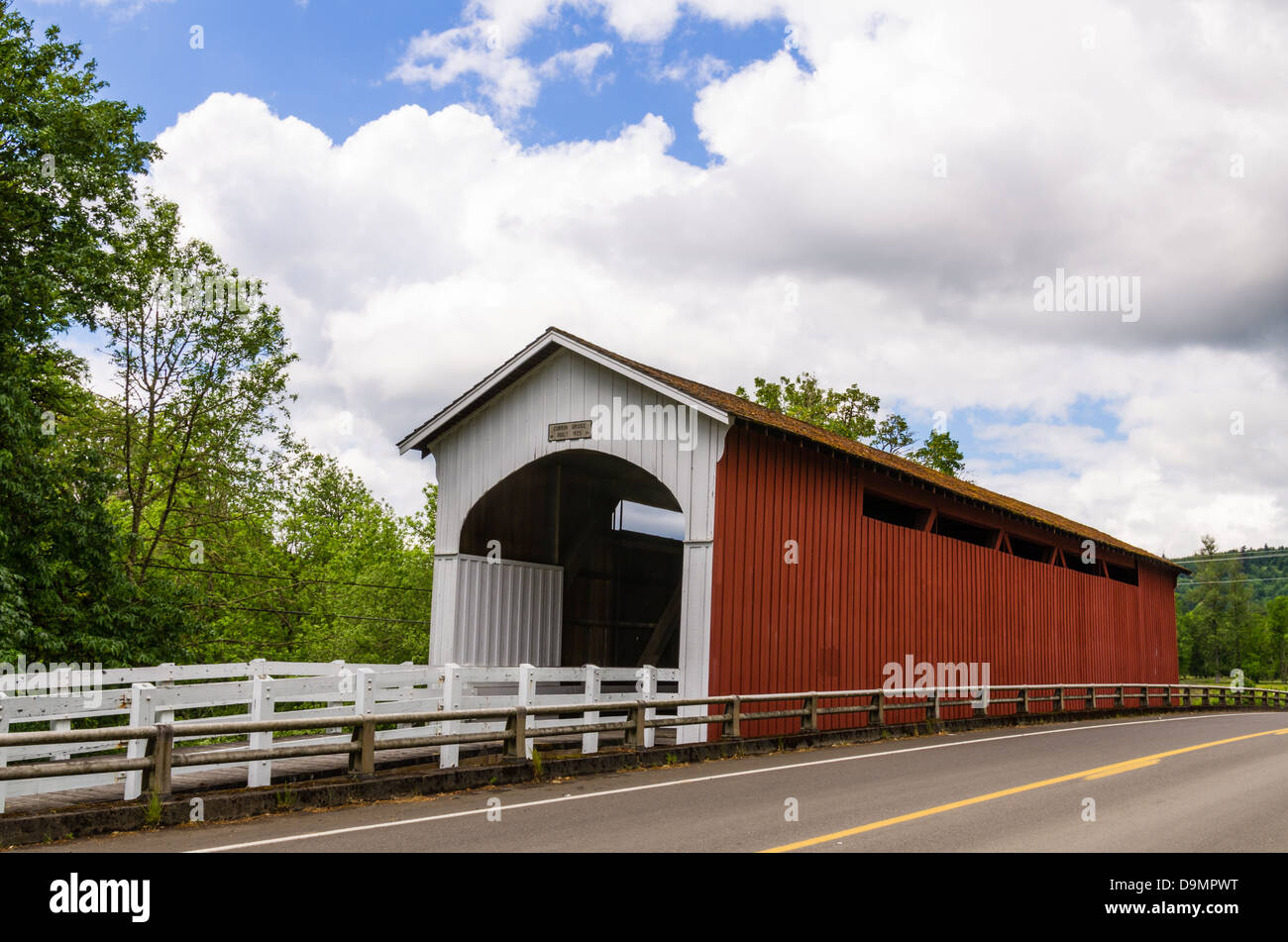 Cottage Grove Oregon United States Currin covered bridge spans the Row ...