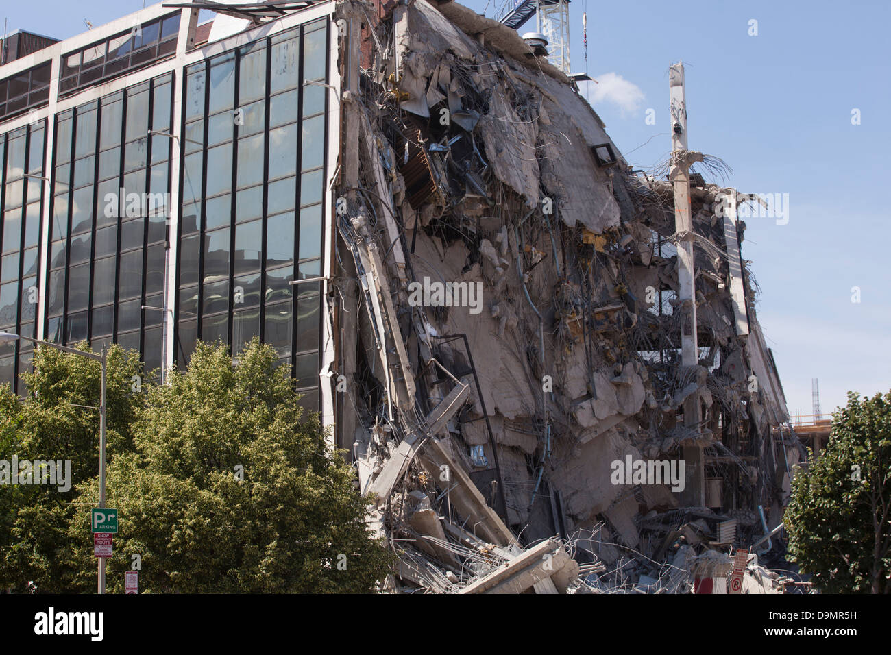 Old NPR building demolition site and workers - Washington, DC USA Stock ...