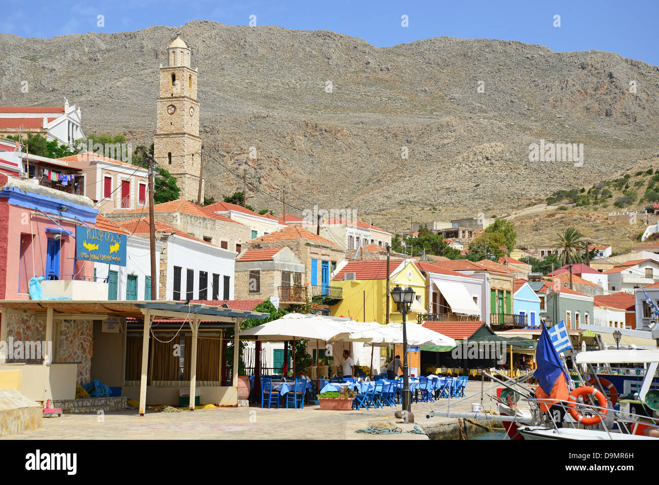 Waterfront, Port of Emporio, Halki (Chalki), Rhodes (Rodos) Region, The ...