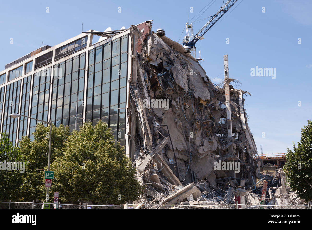 Old NPR building demolition site and workers - Washington, DC USA Stock ...