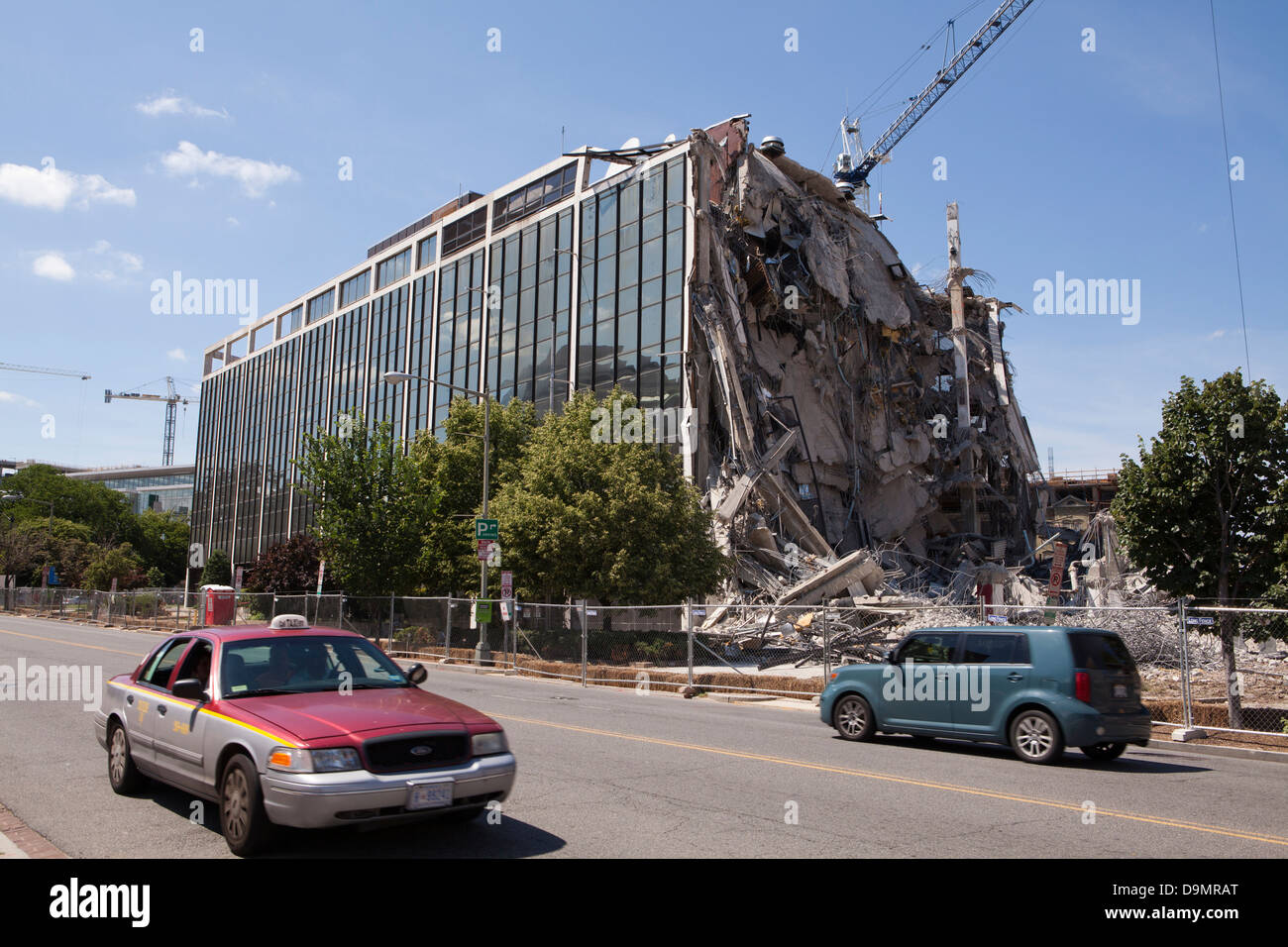 Old NPR building demolition site and workers - Washington, DC USA Stock ...