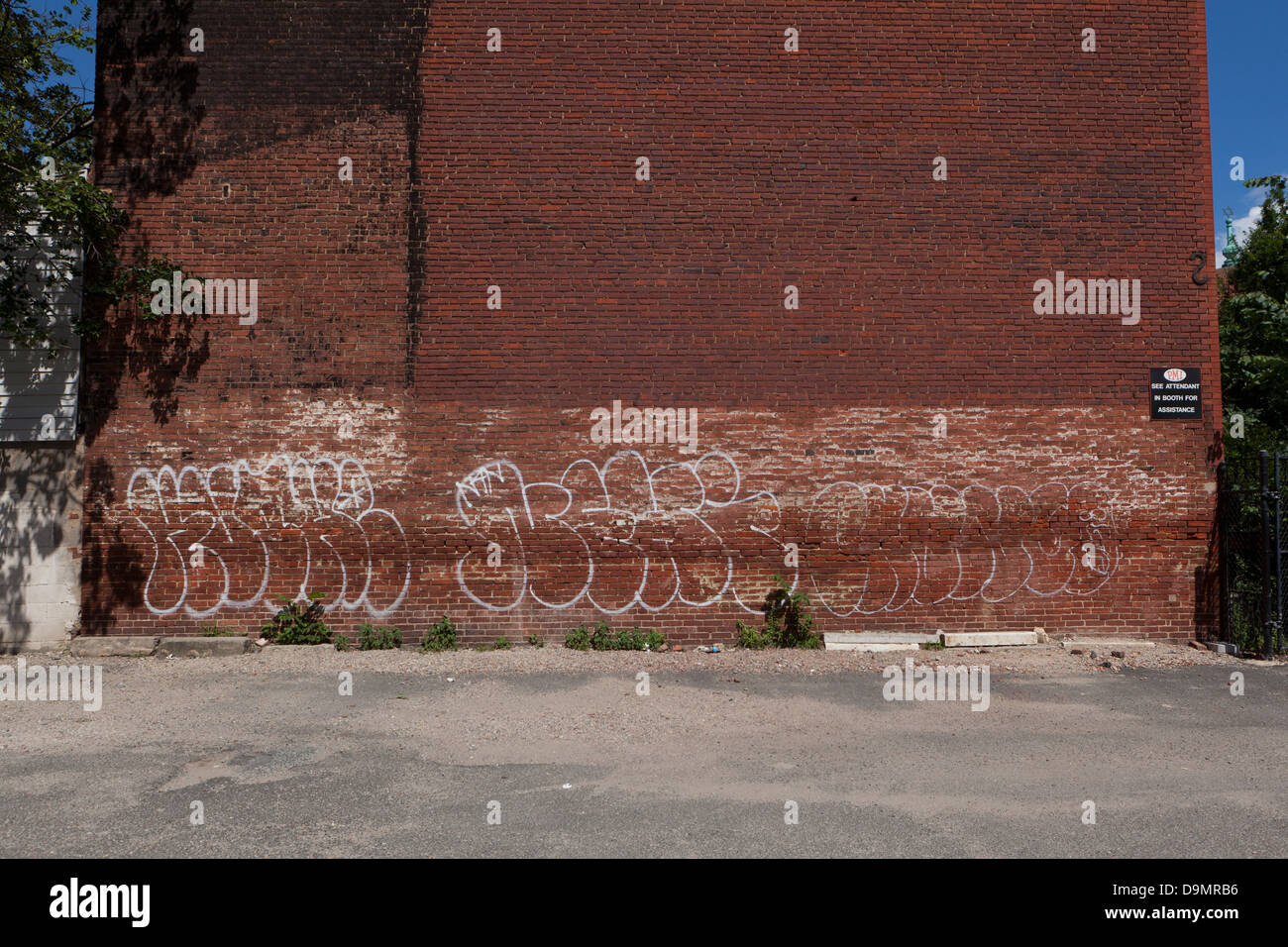 Graffiti on side of brick building - USA Stock Photo - Alamy