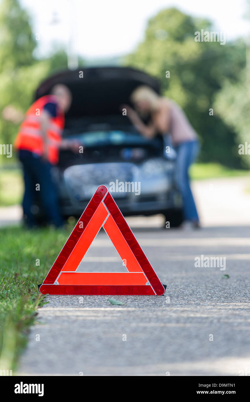 Breakdown with a passenger car (model release Stock Photo - Alamy