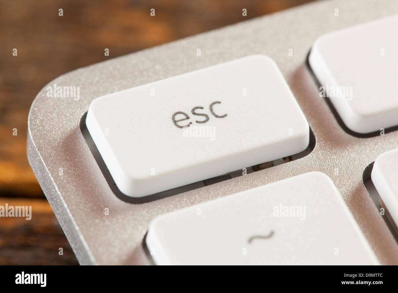 Escape Button on a Grey Computer Keyboard with white keys for typing ...