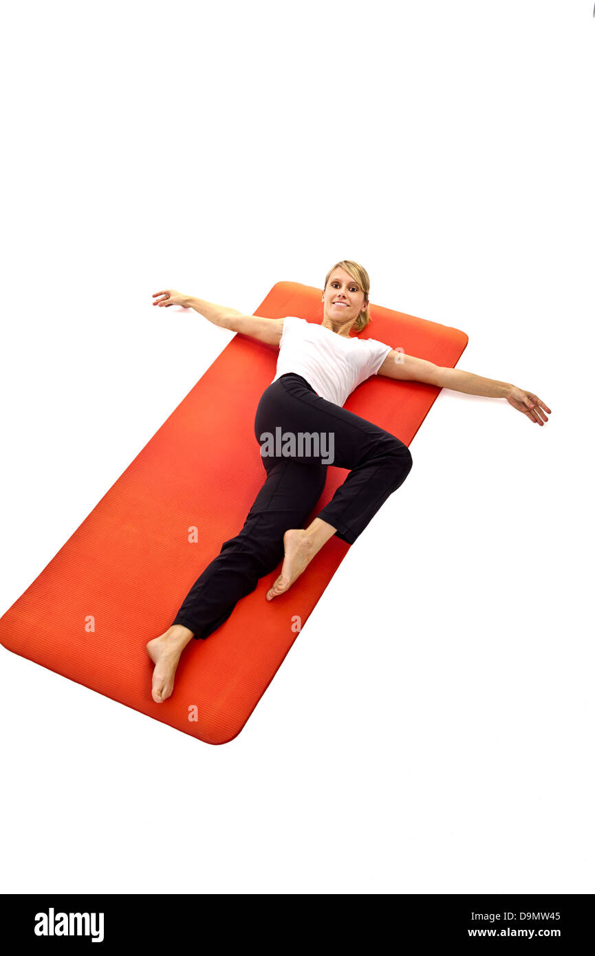 Woman Active Sport Gym Training Gymnastic Stretch Model Release Stock