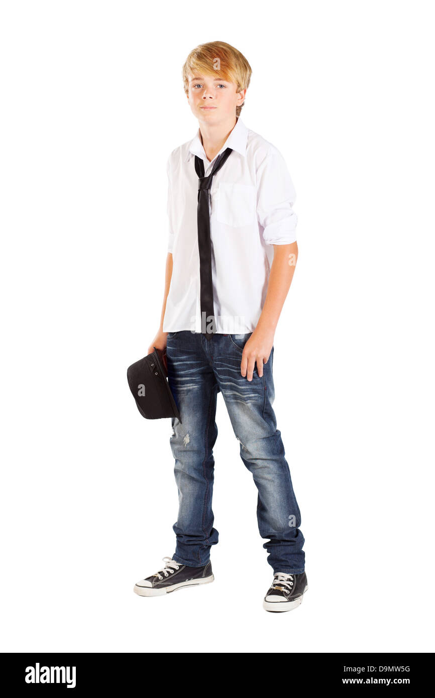 teen boy full length portrait isolated on white Stock Photo - Alamy