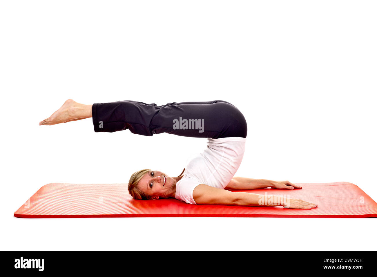 Woman Active Sport Gym Training Gymnastic Stretch Model Release Stock
