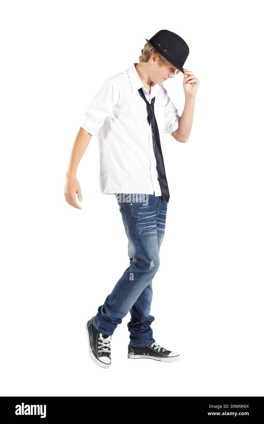 cool teen boy isolated on white background Stock Photo - Alamy