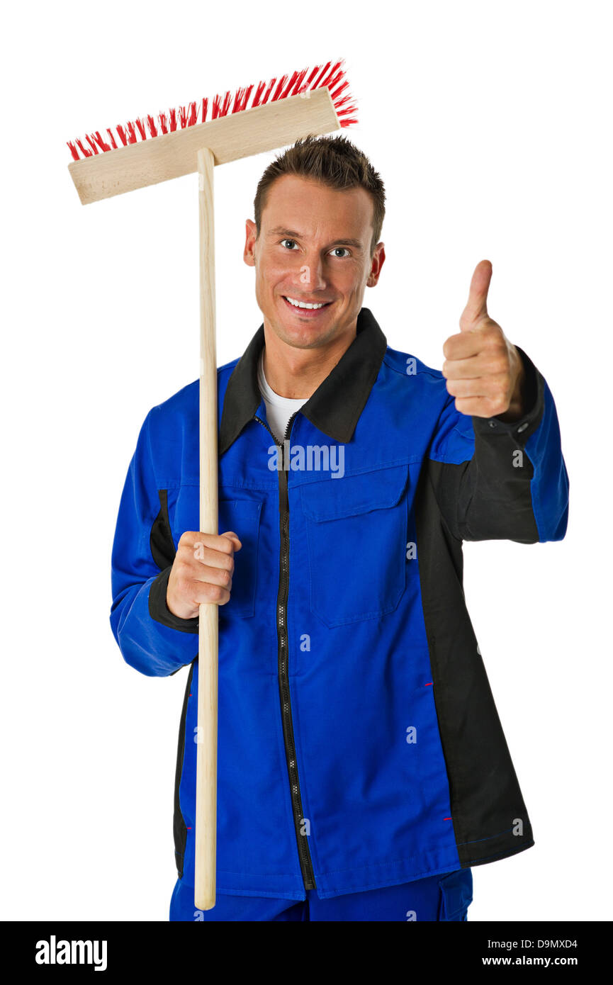 Worker with broom hi-res stock photography and images - Alamy