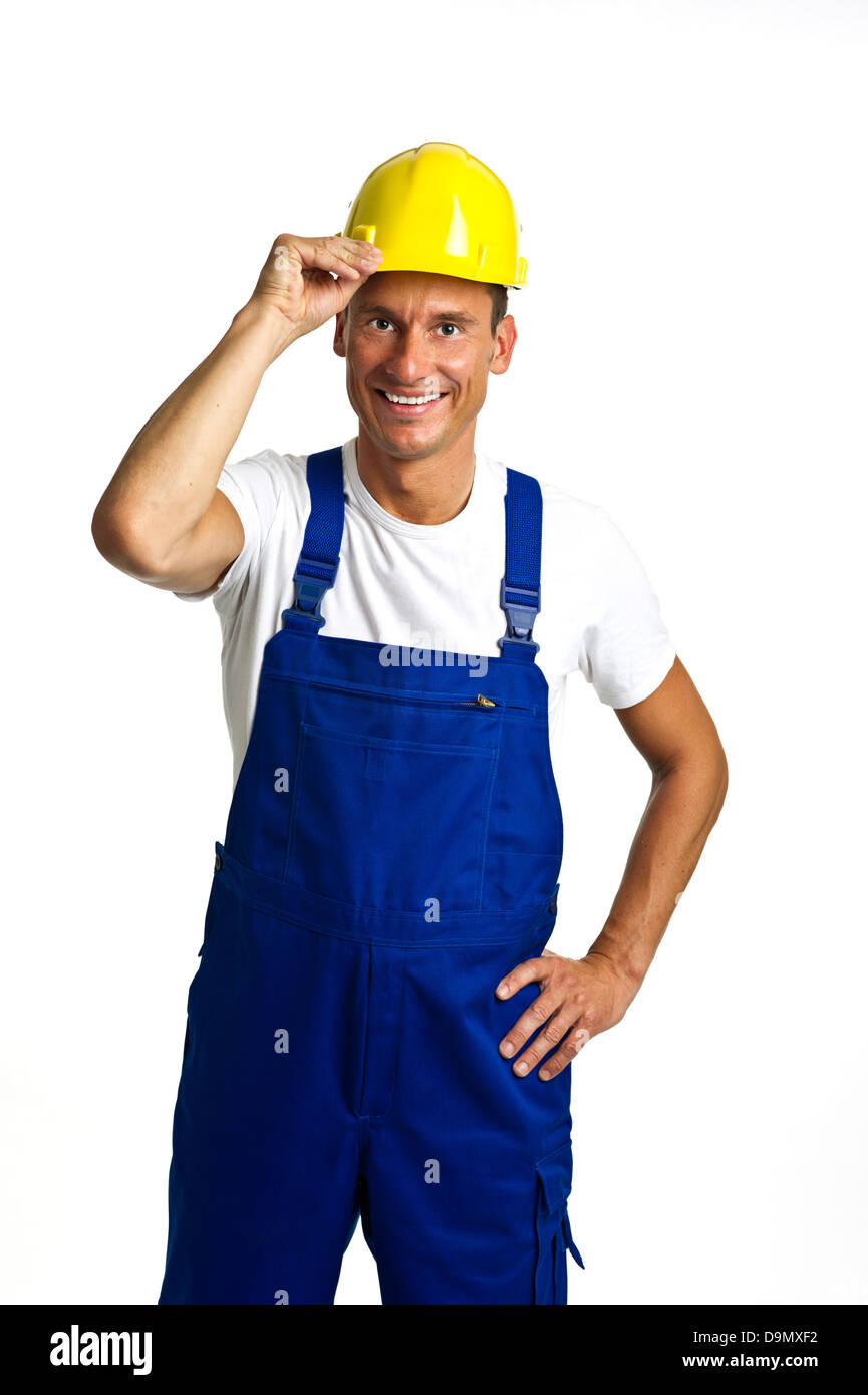 Worker with protective helmet (model release Stock Photo - Alamy