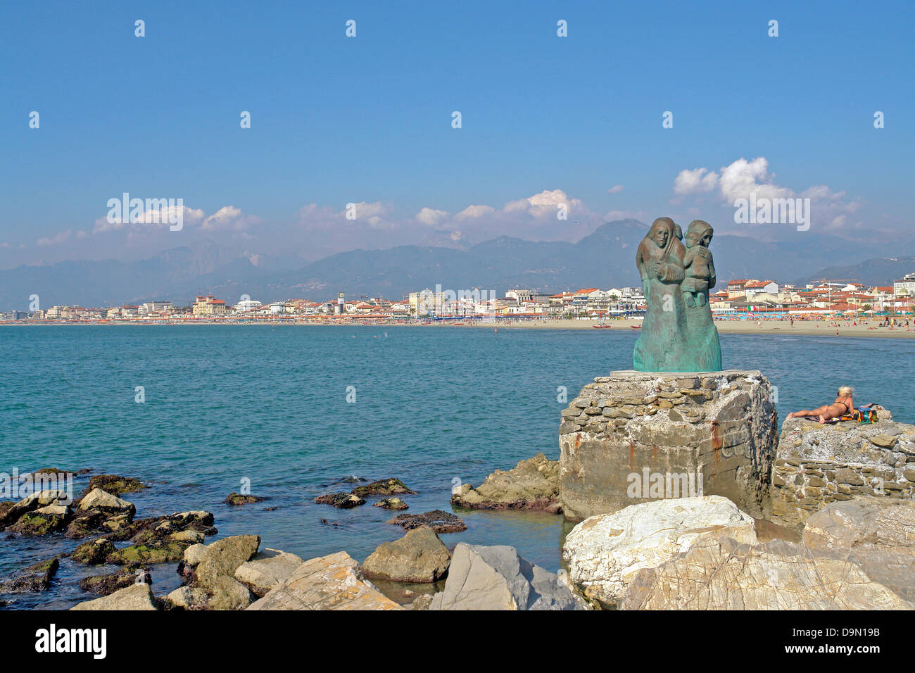 Italy, Viareggio, beach, sea, bathing, sand, person, vacation ...