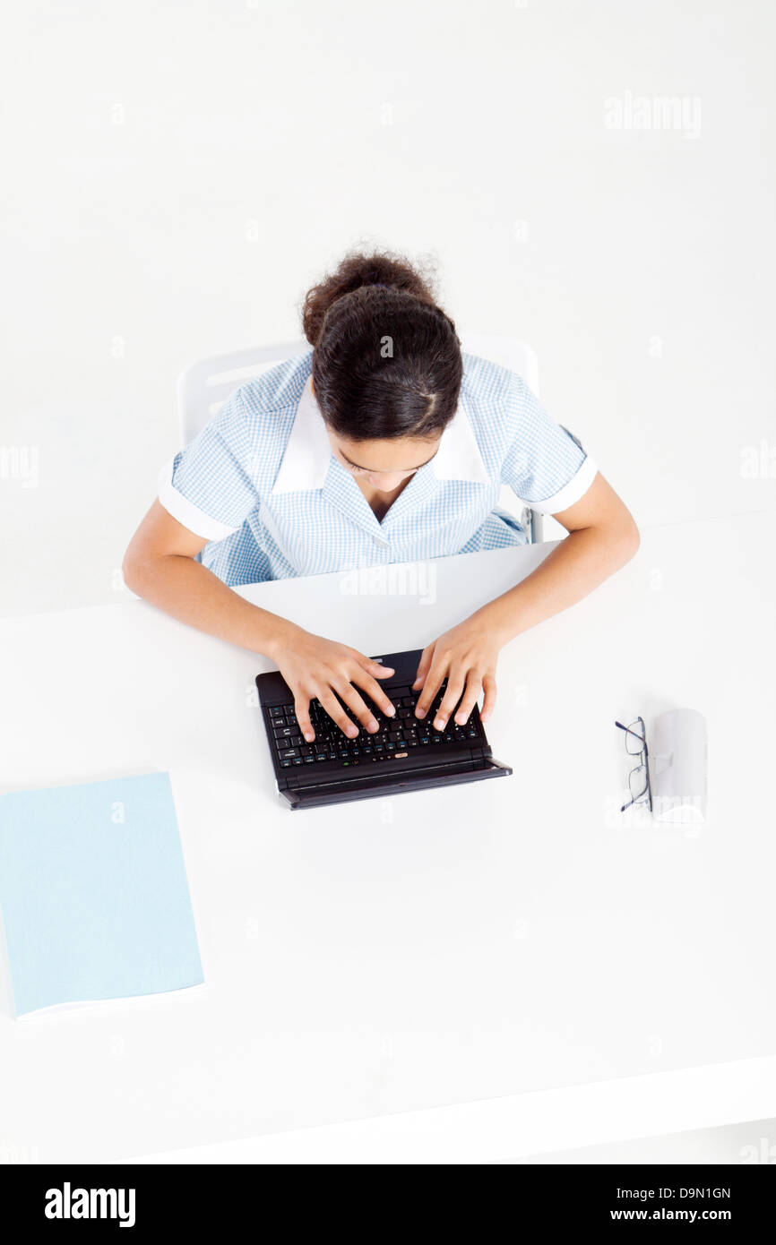 Overhead shot computer using teen hi-res stock photography and images ...