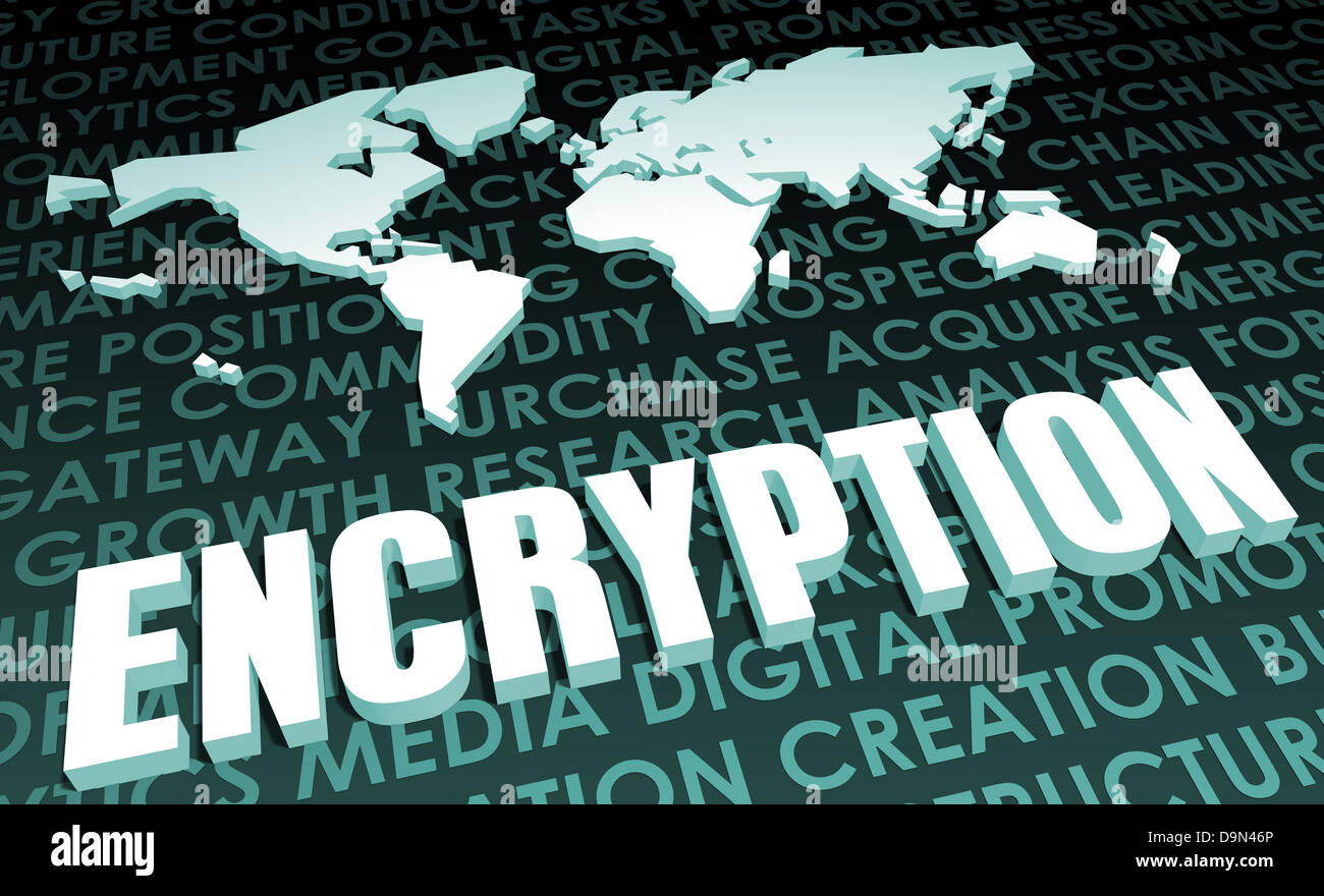 Encryption Industry Global Standard on 3D Map Stock Photo - Alamy