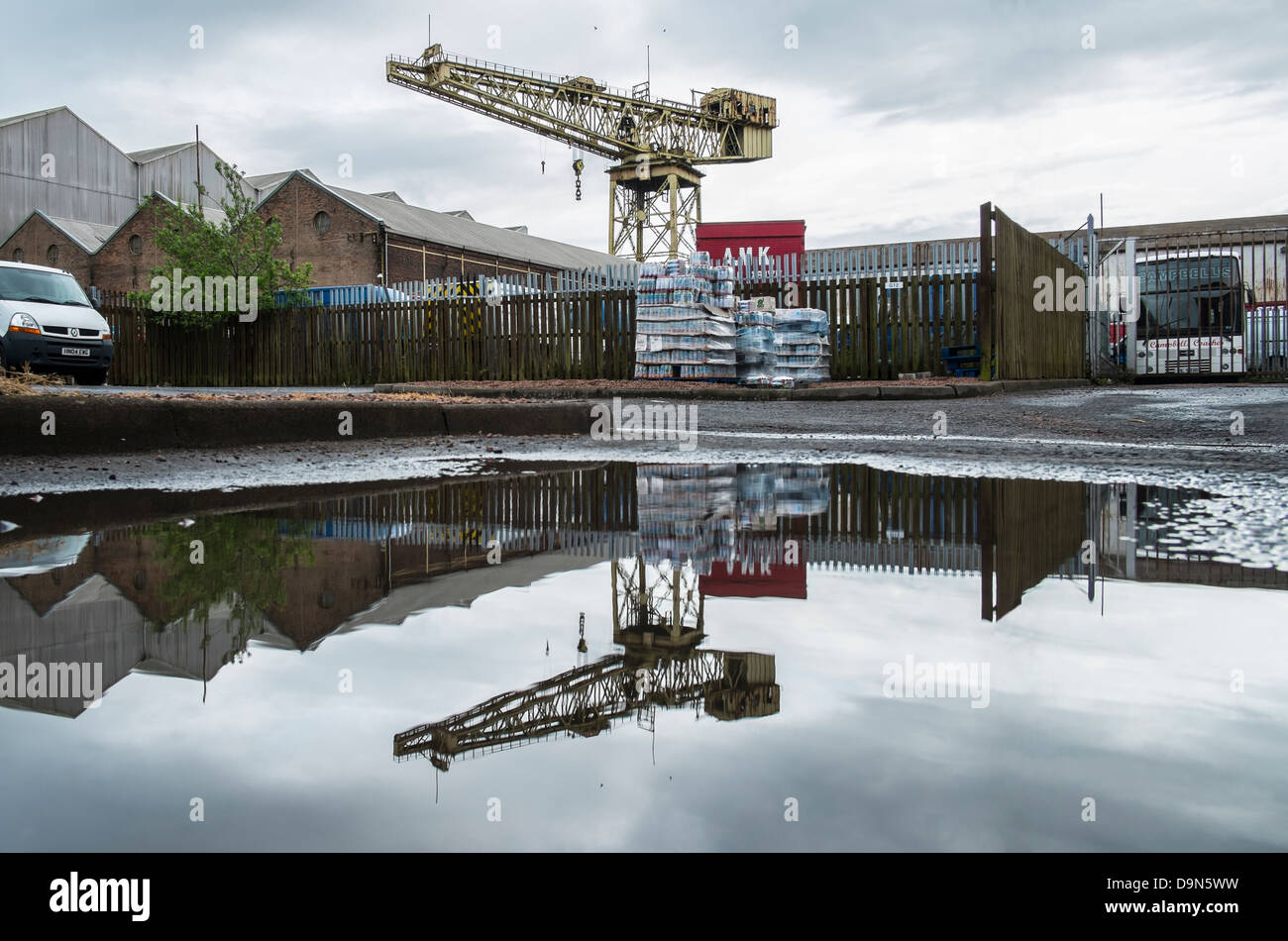 One of the giant ship yard cranes on the river Clyde, Glasgow Stock ...