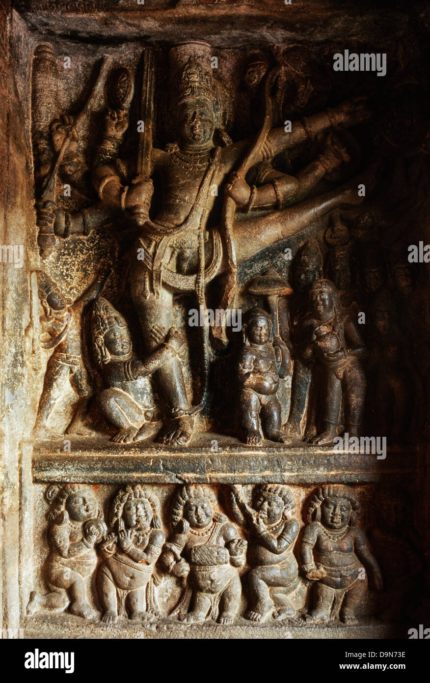 Vishnu Trivikrama sculpture in Cave 2 of the Badami cave temples built ...