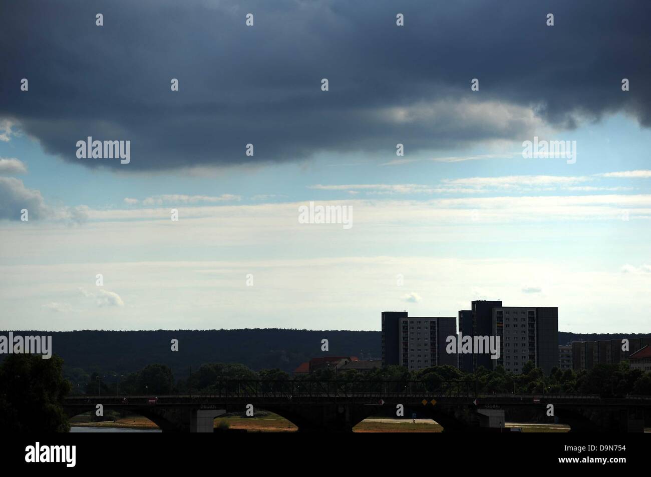 Dresden, Germany. 23 June 2013. Storm clouds move in the sky above the ...