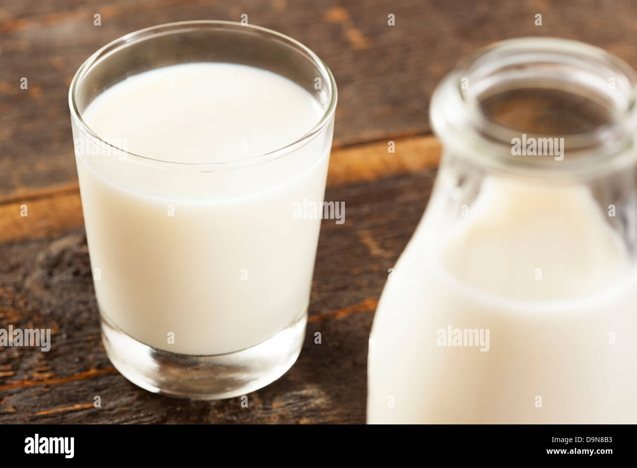 Refreshing White Cold Organic Dairy Milk in a bottle Stock Photo - Alamy