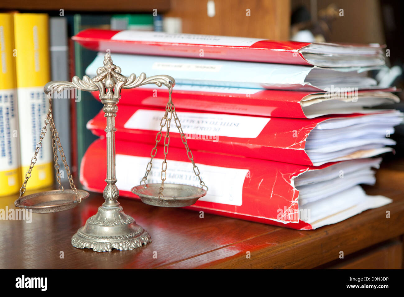 office documents into folders and a scales of justice Stock Photo - Alamy