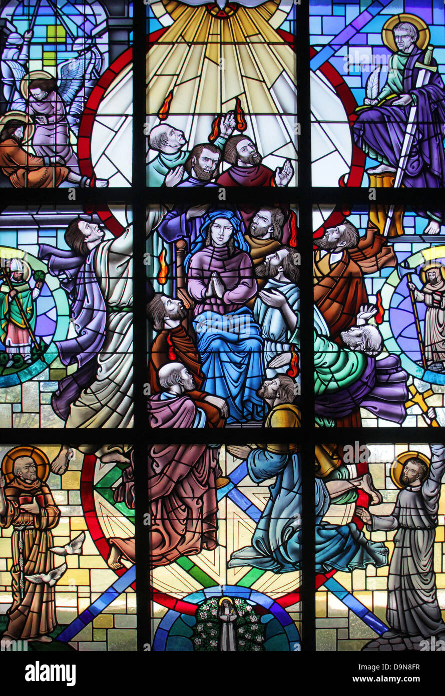 Stained-glass windows at the Mary Queen of the Universe Minor Basilica ...