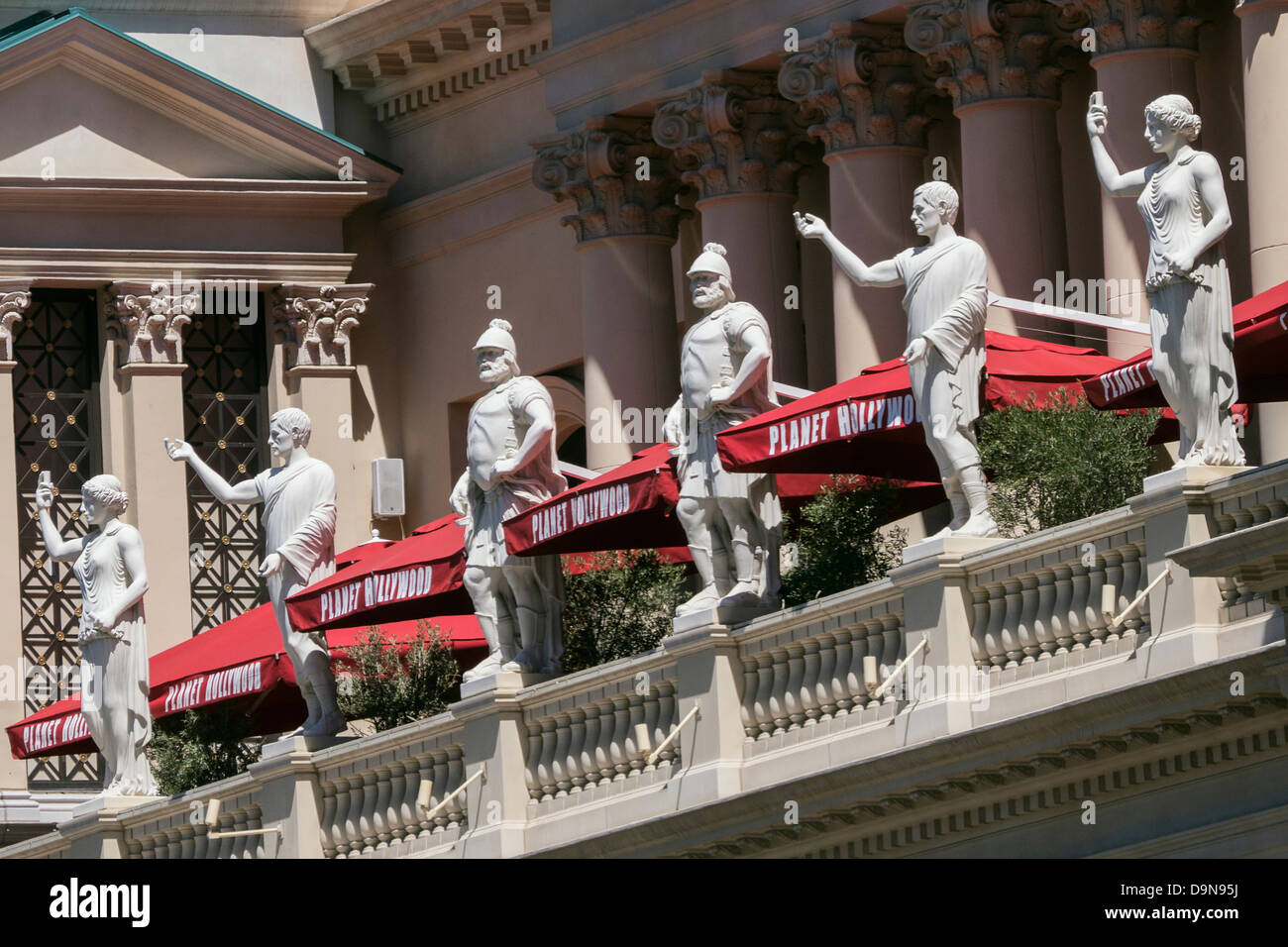LAS VES, USA - MAY 31, 2013: Statues above Planet Hollywood casino ...