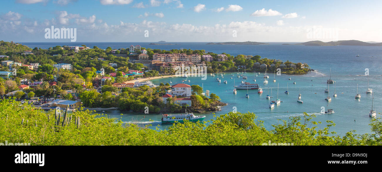 Town of Cruz Bay on the Caribbean Island of St John in the US Virgin ...
