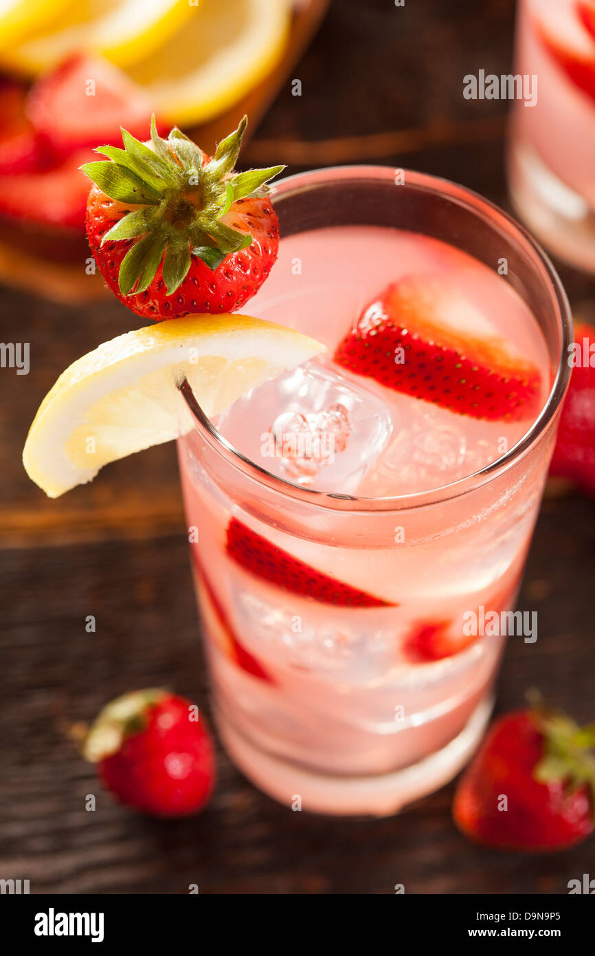 Refreshing Ice Cold Strawberry Lemonade on a background Stock Photo - Alamy