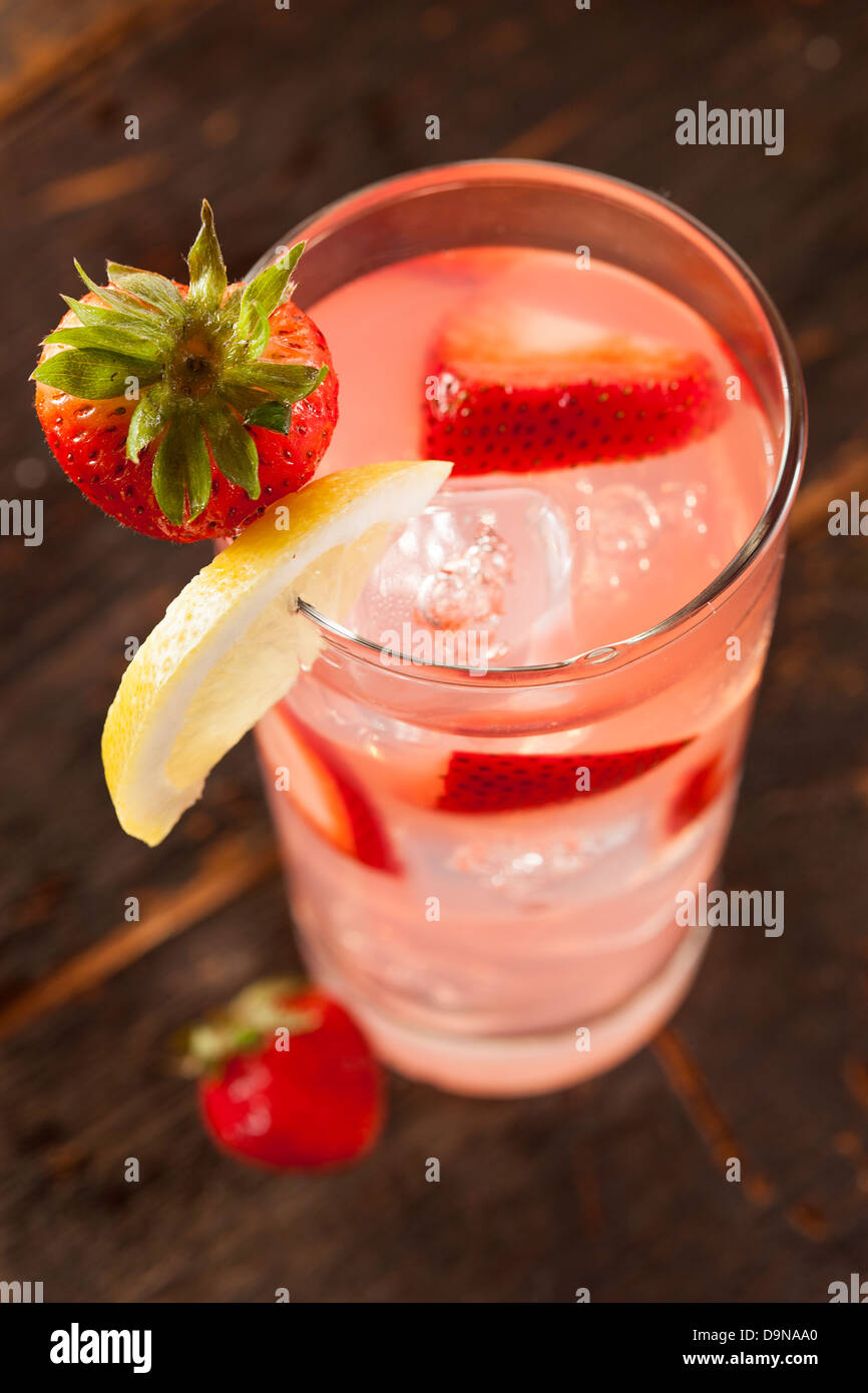 Refreshing Ice Cold Strawberry Lemonade on a background Stock Photo - Alamy