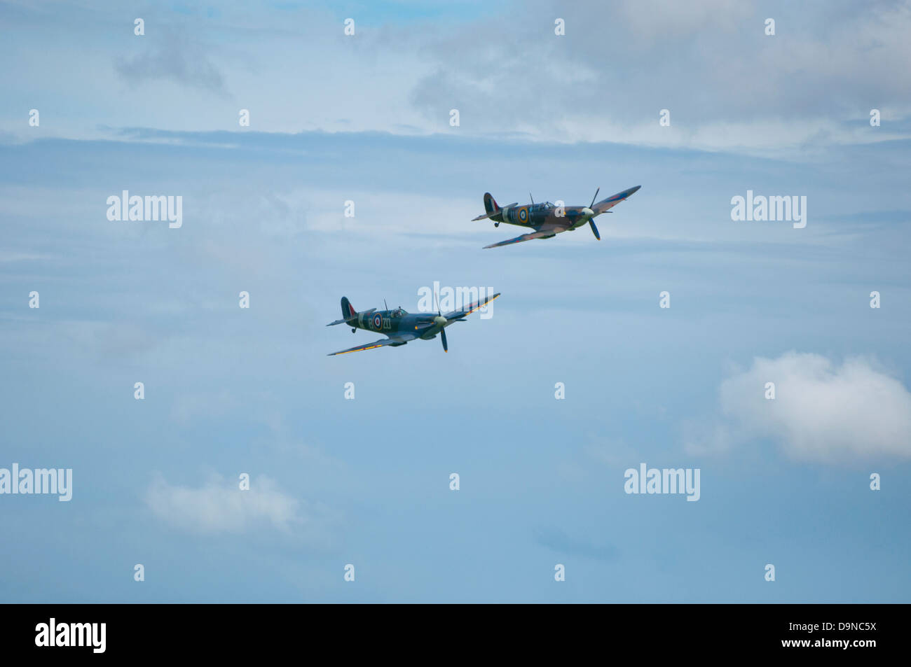 Two Supermarine Spitfire Mk.5 Aircraft flying in formation Stock Photo ...