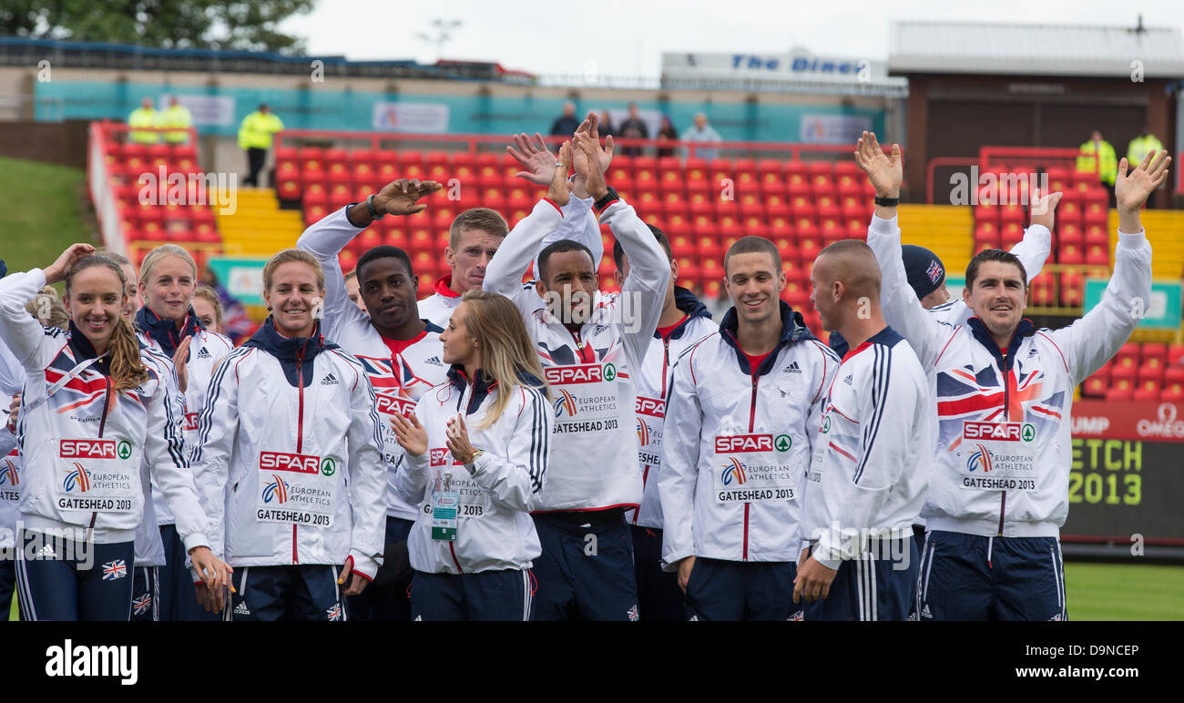 Gateshead, UK. 23rd June, 2013. The British team celebrate their third ...