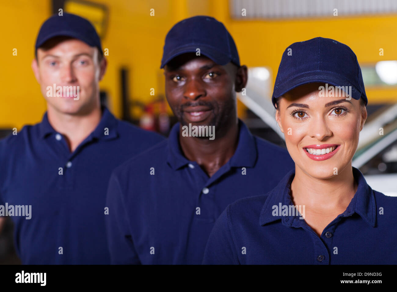 group of auto repair shop employees Stock Photo - Alamy