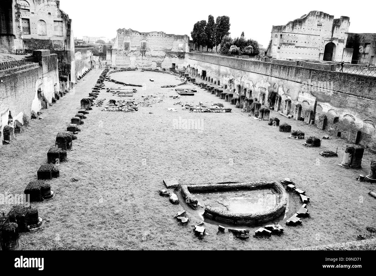 Panoramic view ancient roman stone Black and White Stock Photos ...