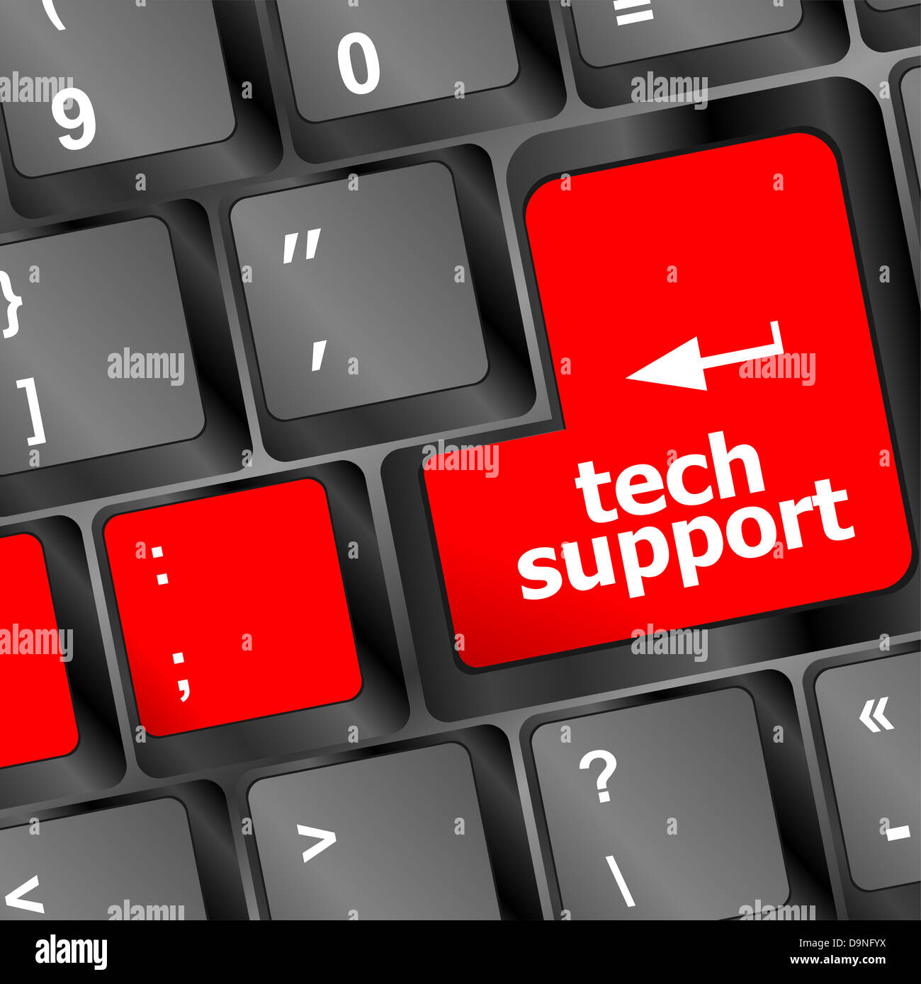 Personal computer keyboard with red key tech support Stock Photo - Alamy