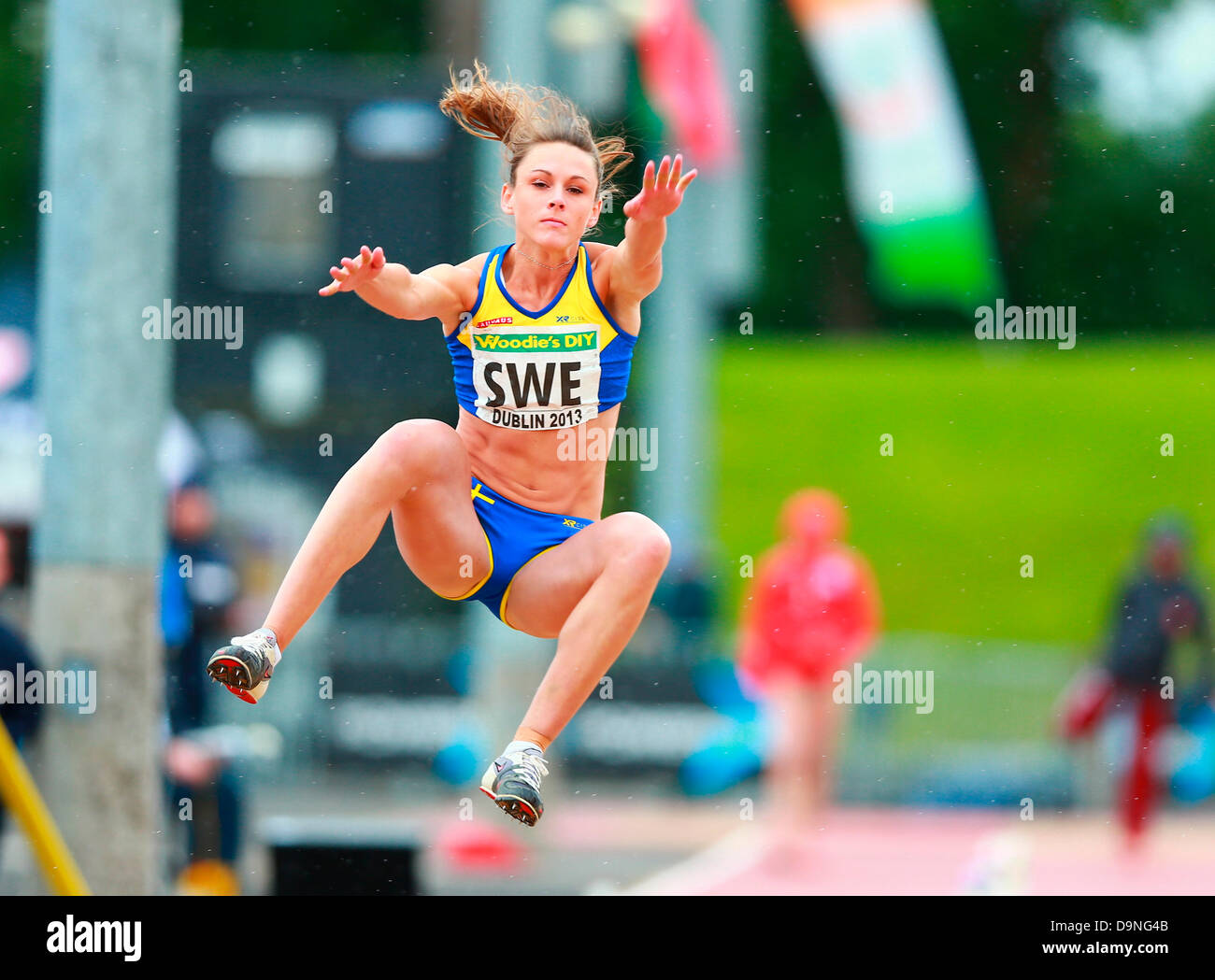 Dublin, Ireland. 23rd June 2013. Erica Jarder (SWE) jumps in the women ...