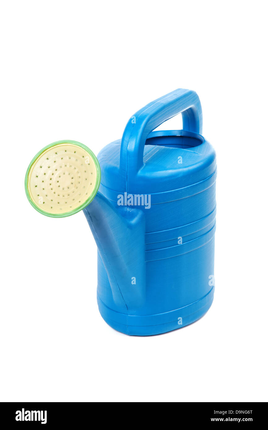 Plastic watering can isolated on a white background Stock Photo - Alamy