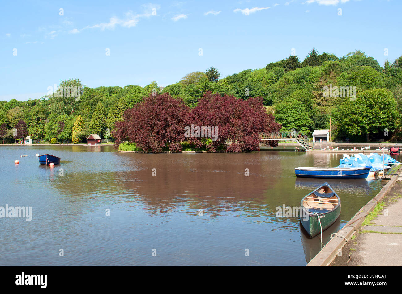 The boating lake in Coronation park, Helston, Cornwall, UK Stock Photo ...