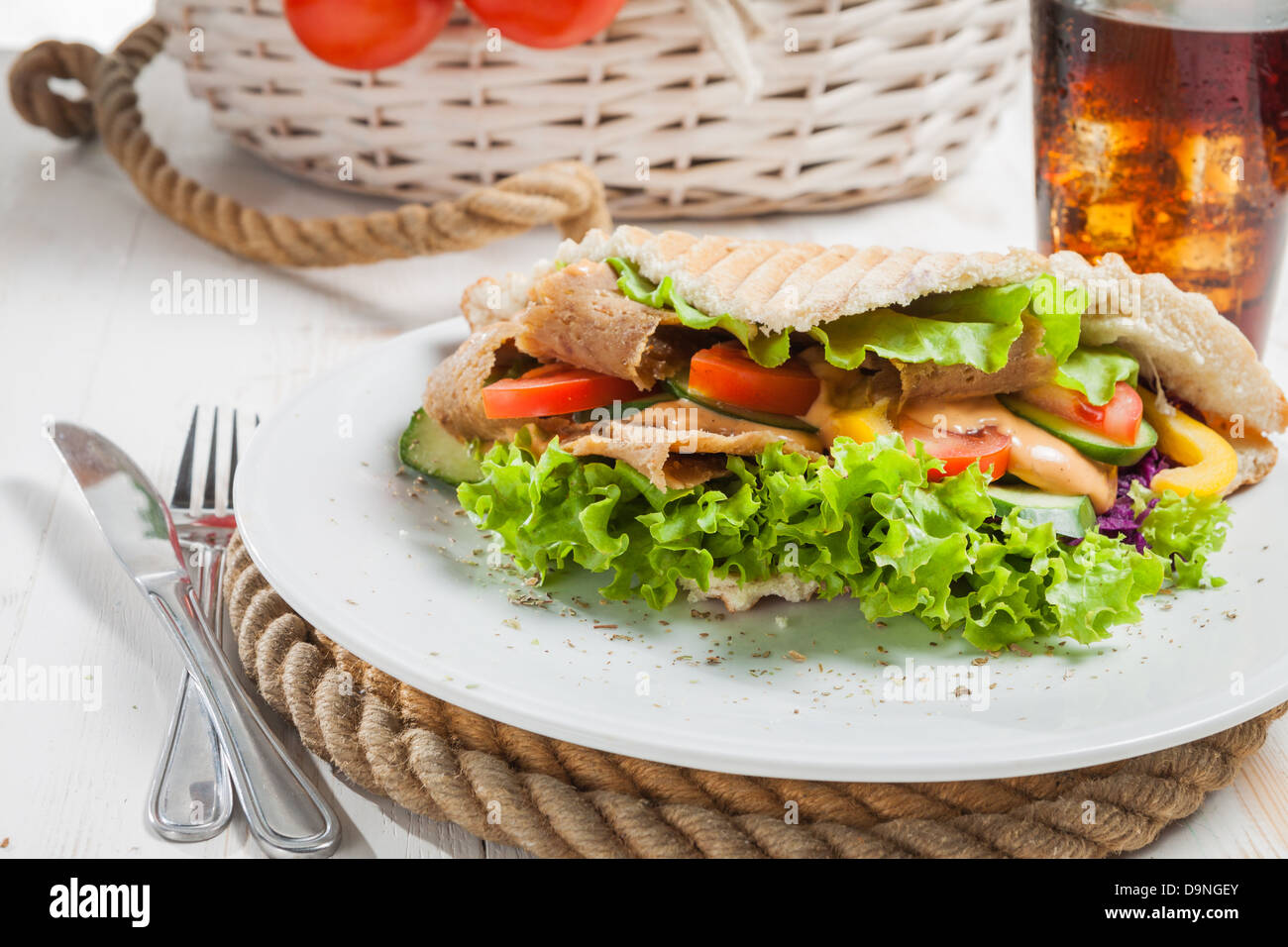 Kebab served on sailing rope Stock Photo - Alamy