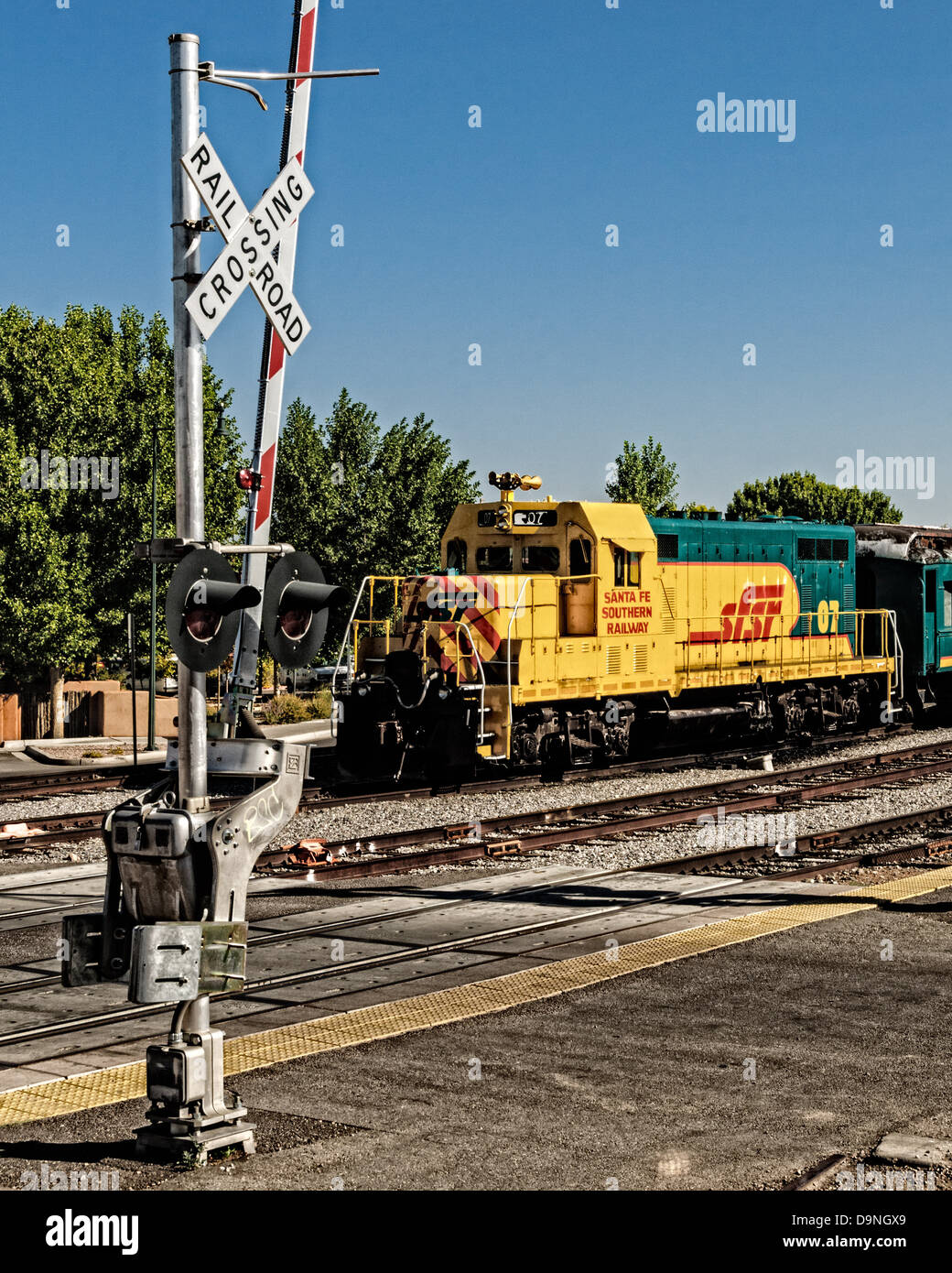 Santa Fe Southern's ex-ATSF GP7, Santa Fe Train Depot, The Railyard, Santa Fe, New Mexico Stock ...
