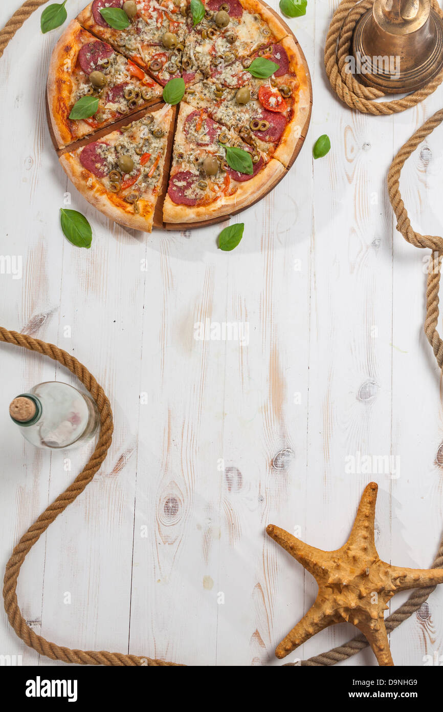 Pepperoni pizza frame Stock Photo - Alamy