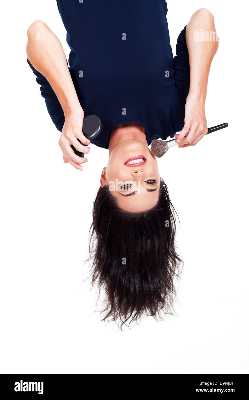 upside down view of beautiful woman doing makeup Stock Photo - Alamy