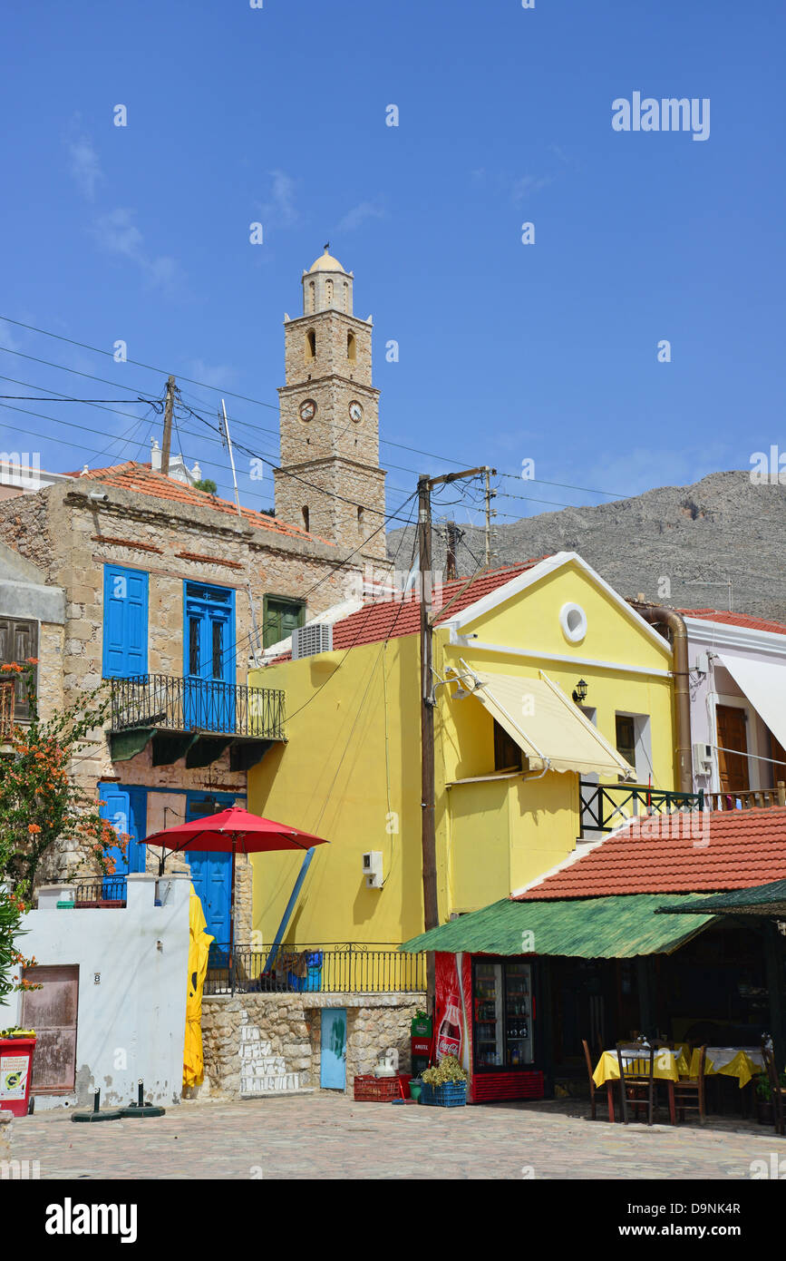 Waterfront, Port of Emporio, Halki (Chalki), Rhodes (Rodos) Region, The ...